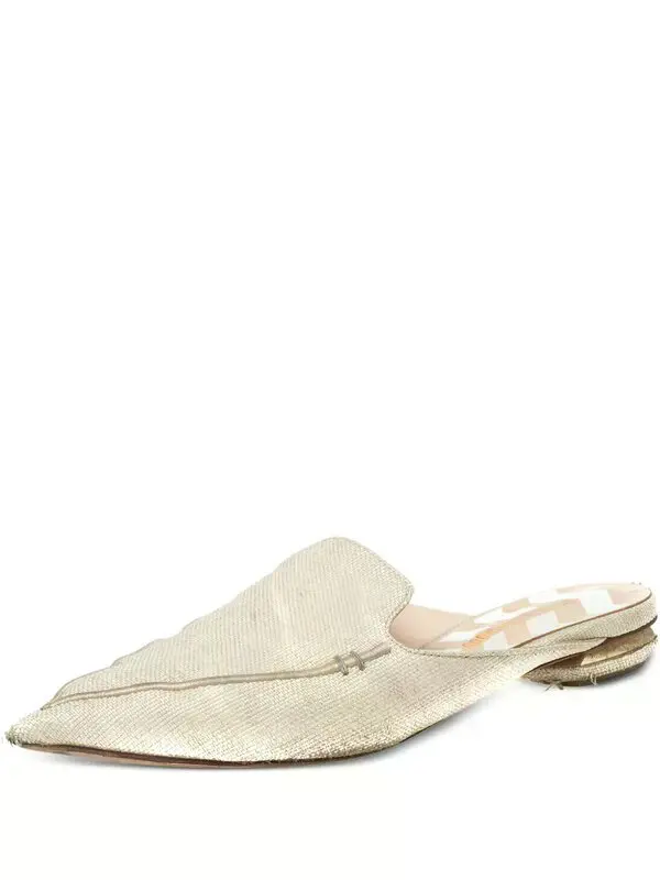 NICHOLAS KIRKWOOD Beya Pointed-toe Flat Mules - Neutrals