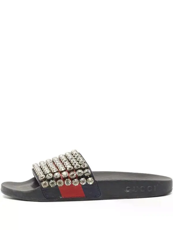 Gucci Rhinestone-embellished Sylvie Web Sandals