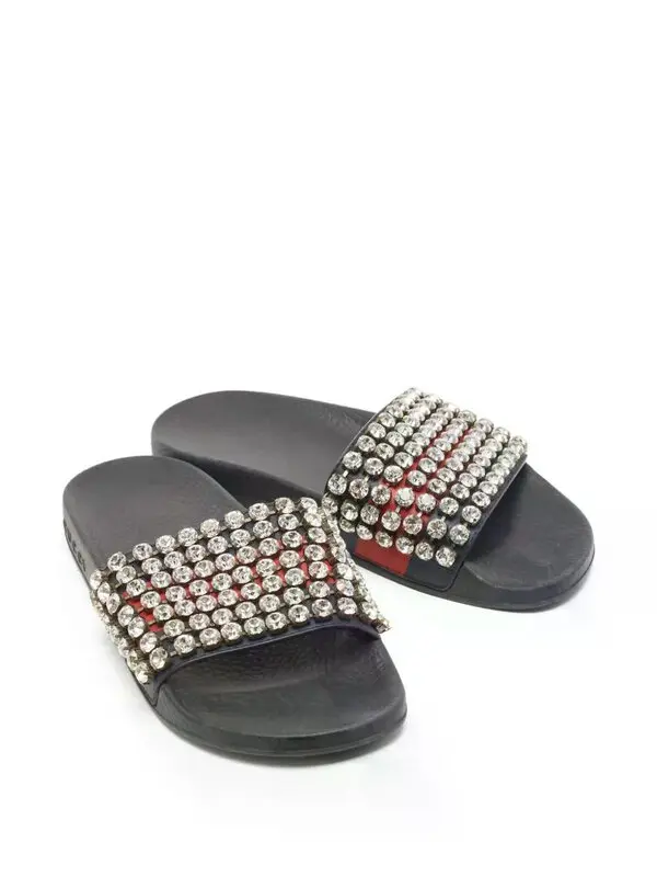 Gucci Rhinestone-embellished Sylvie Web Sandals