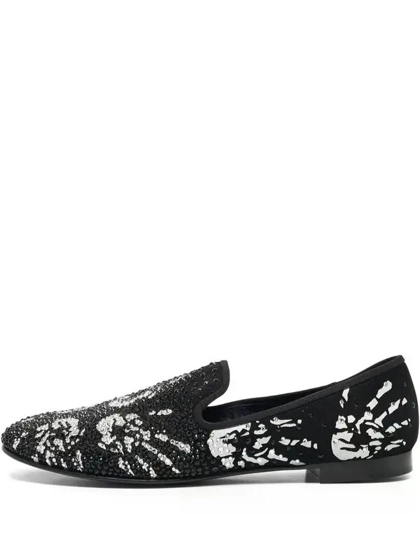 GIUSEPPE ZANOTTI Crystal-embellished Loafers - Black