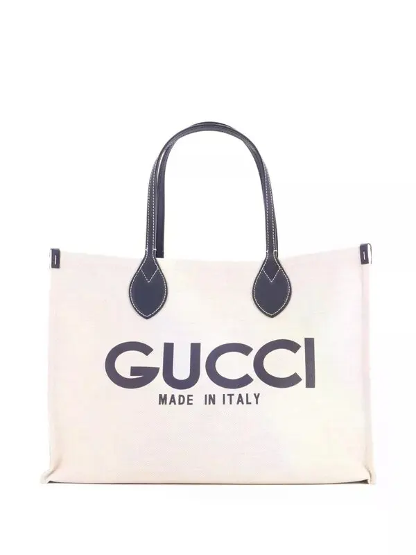 Gucci Logo Shopper Printed Canvas Medium Tote Bag