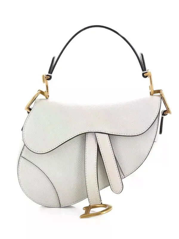 Dior Saddle Handbag Leather Mini Shoulder Bag - White