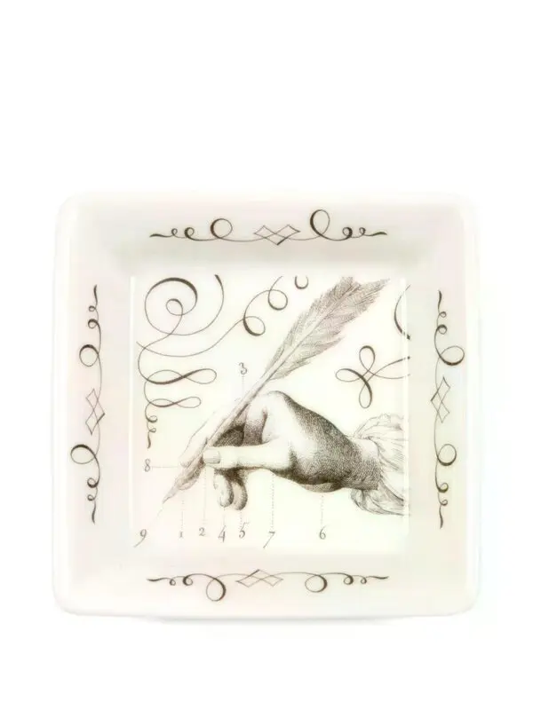 Hermès Pre-owned Calligraphy Square Mini Decorative Tray - White
