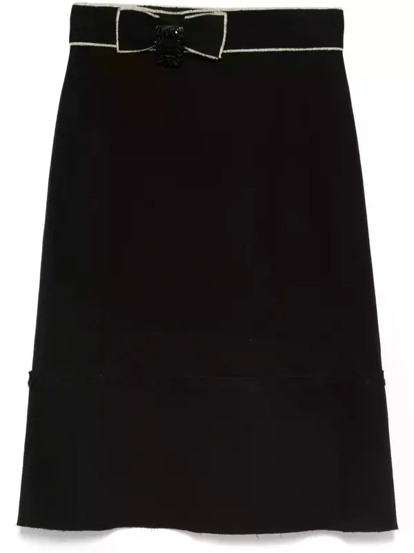 Prada Wool Bow-detail Midi Skirt