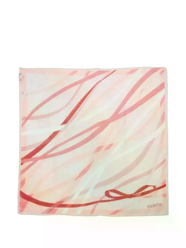 Valentino Garavani Ribbon-print Square Scarf - Pink