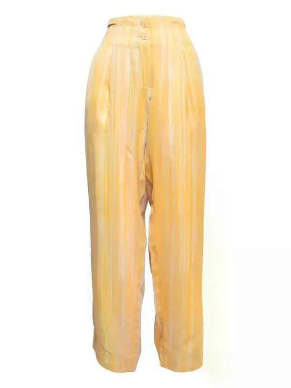 Bottega Veneta Striped Satin High-waisted Pleated Trousers