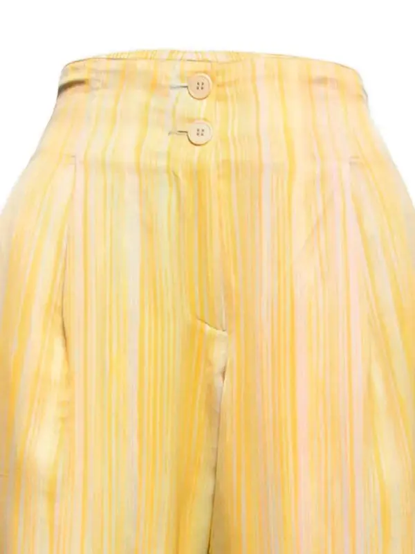 Bottega Veneta Striped Satin High-waisted Pleated Trousers