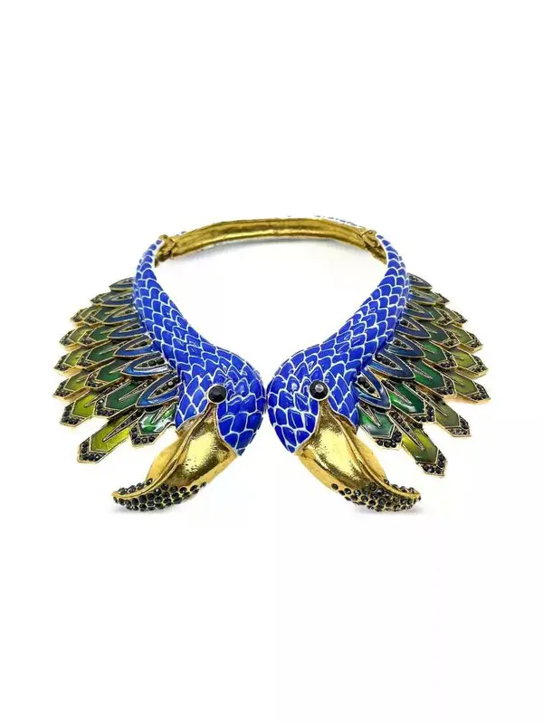 JENNIFER GIBSON JEWELLERY 2010s Cavalli Flamingo Statement Collar Necklace - Gold