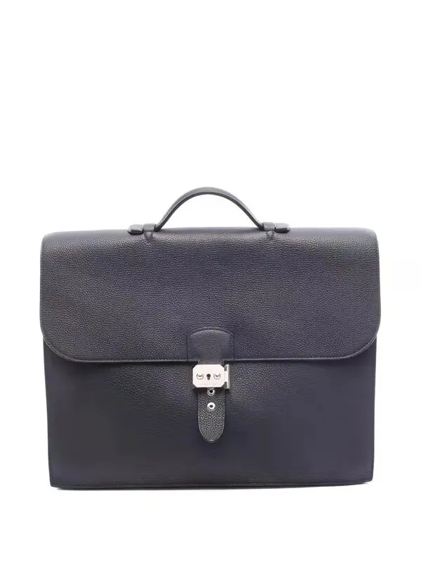 Hermès Sac Adepesh 38 Business Bag With Silver Hardware - Blue