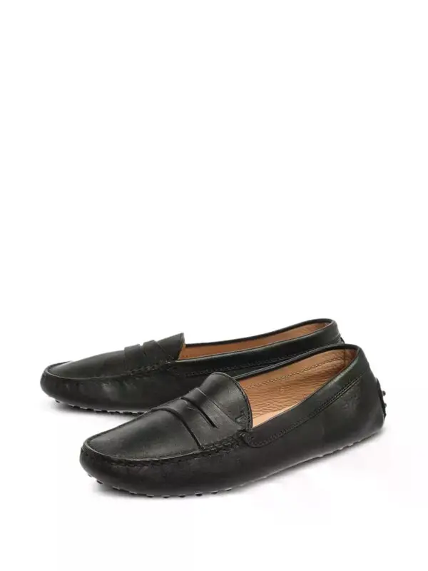 TOD'S Leather Penny Keeper Loafers - Black