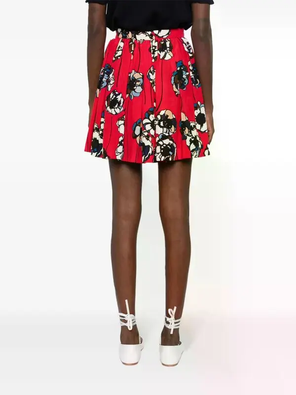 Miu Miu 2000s Floral-print Pleated Miniskirt