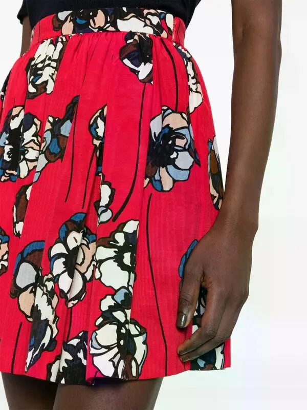 Miu Miu 2000s Floral-print Pleated Miniskirt