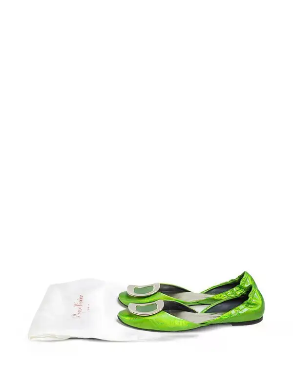 ROGER VIVIER Metallic Leather Ballet Flats