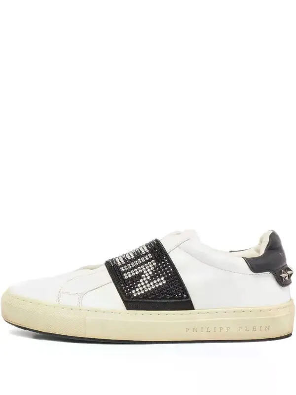 Philipp Plein Crystal-embellished Leather Sneakers