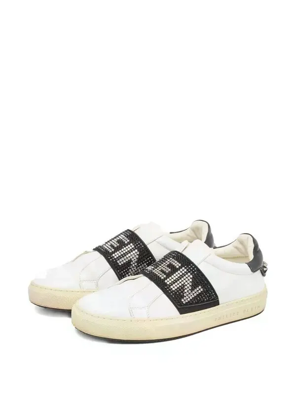 Philipp Plein Crystal-embellished Leather Sneakers