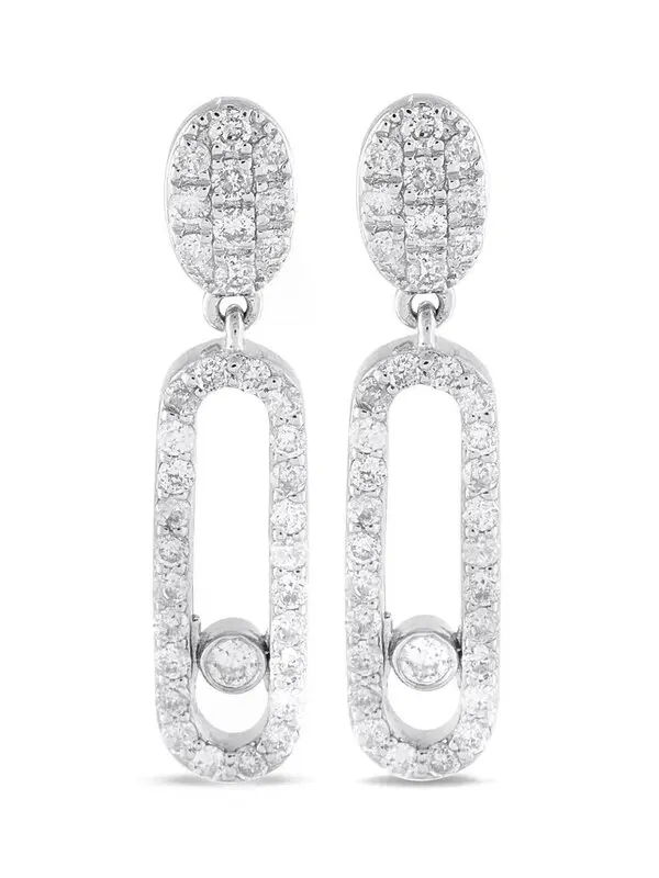 LB EXCLUSIVE 14k White Gold Diamond Drop Earrings - Silver
