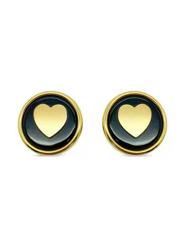 JENNIFER GIBSON JEWELLERY 1980s Moschino Heart Clip-on Earrings - Gold