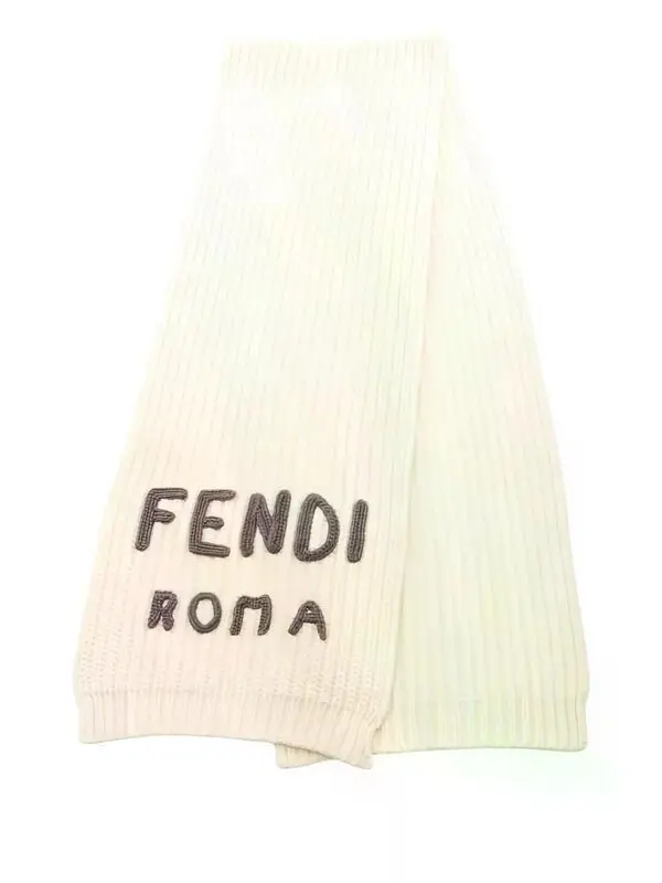 Fendi 2010s Logo Wool Scarf - Neutrals