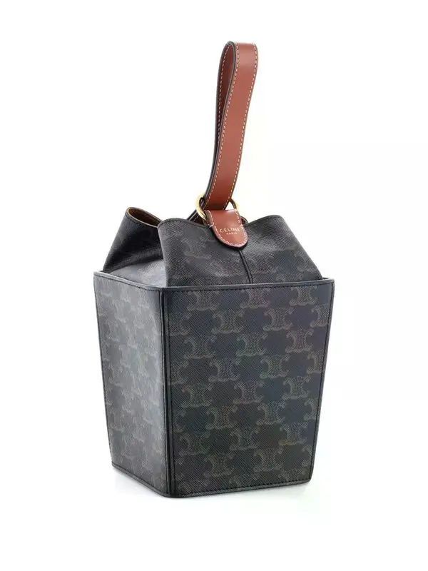 Celine Strap Box Top Handle Triomphe Coated Canvas Satchel