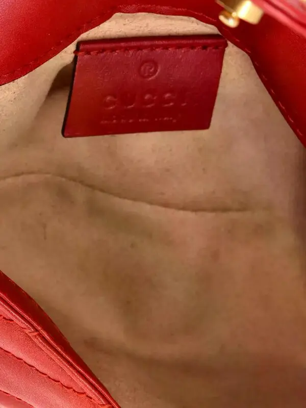 Gucci Gg Marmont Flap Bag Matelassé Leather Super Mini Crossbody Bag - Red