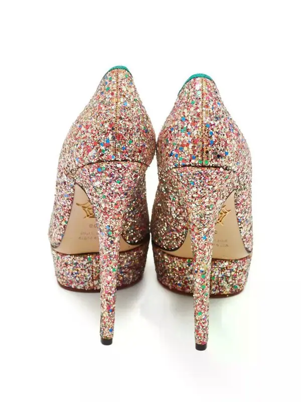CHARLOTTE OLYMPIA Pre-owned 155mm Glitter-embellished Pumps - Neutrals