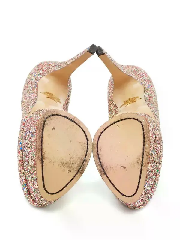 CHARLOTTE OLYMPIA Pre-owned 155mm Glitter-embellished Pumps - Neutrals