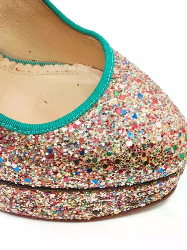 CHARLOTTE OLYMPIA Pre-owned 155mm Glitter-embellished Pumps - Neutrals