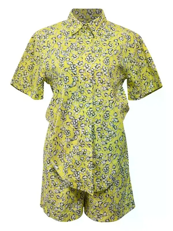 MAX&CO. Floral-printed Shirt And Shorts Set - Yellow