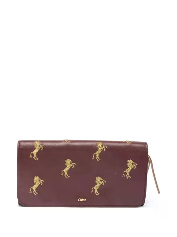 Chloé Embroidered Horse-motif Wallet - Red