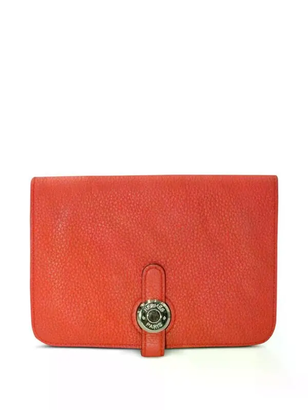 Hermès Dogon Leather Compact Wallet - Orange