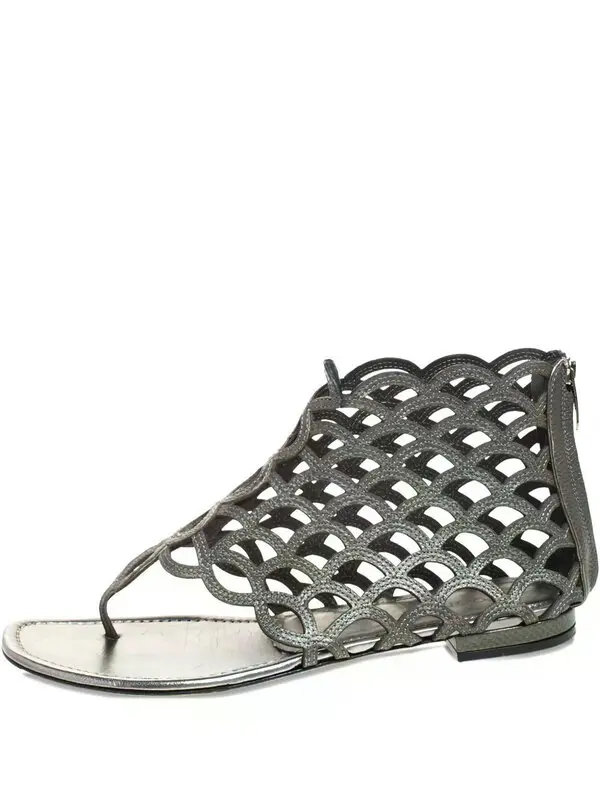 SERGIO ROSSI Scalloped Leather Sandals