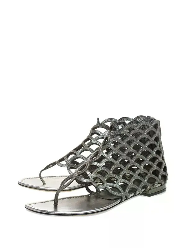 SERGIO ROSSI Scalloped Leather Sandals