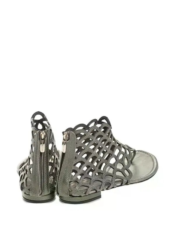 SERGIO ROSSI Scalloped Leather Sandals