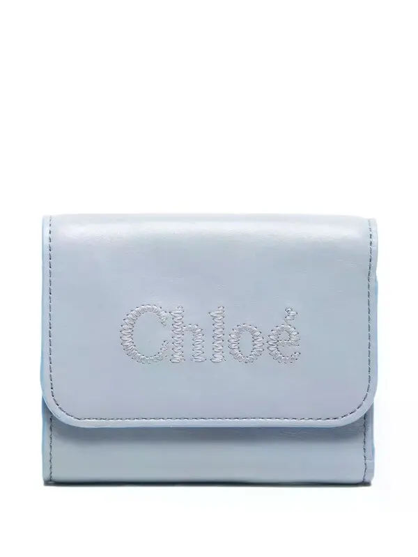 Chloé 2023 Sense Leather Logo Wallet - Blue