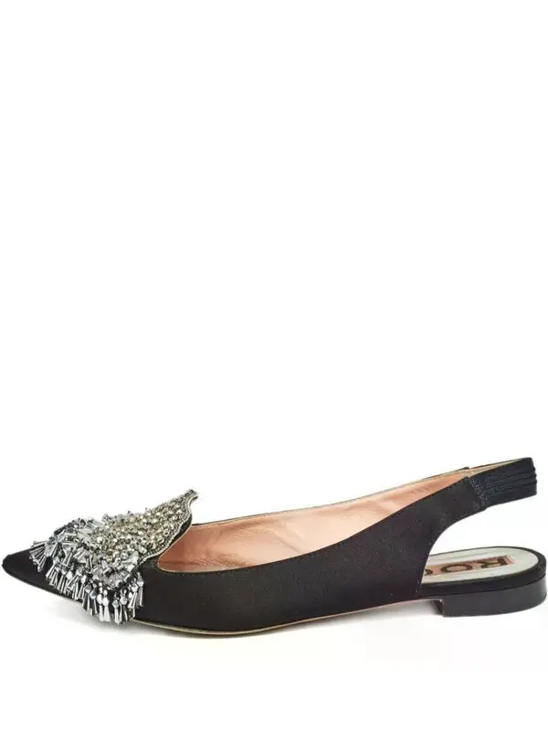 Rochas Vintage Beaded Slingback Ballet Flats