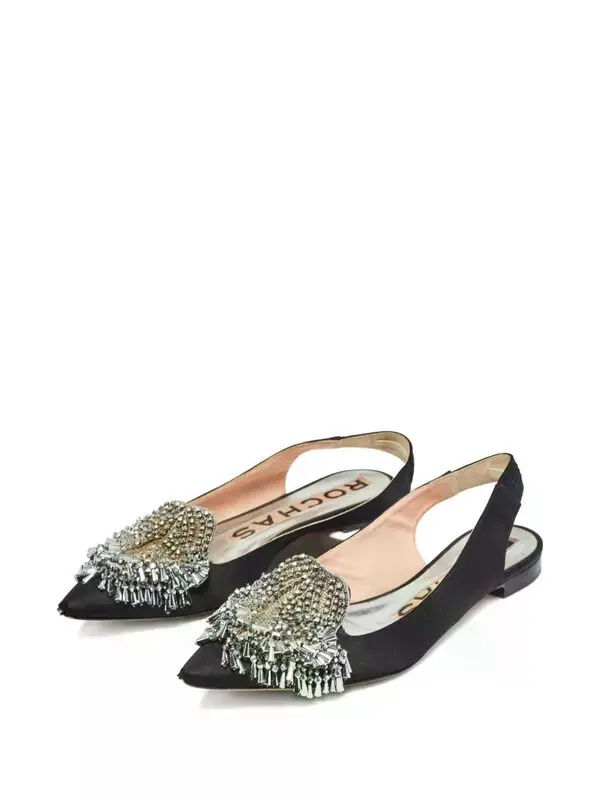 Rochas Vintage Beaded Slingback Ballet Flats