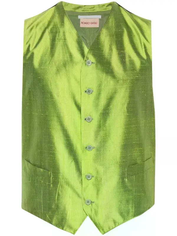 ROMEO GIGLI 1990s Striped Silk Vest - Green