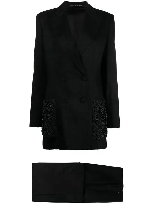 Gianfranco Ferre 1990s Metallic-threading Double-breasted Suit