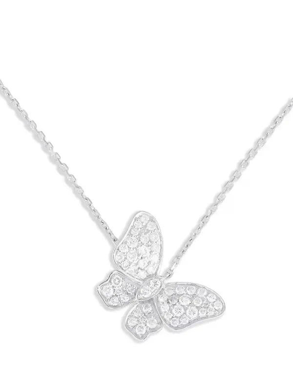 LB EXCLUSIVE 18k White Gold Butterfly Diamond Necklace - Silver
