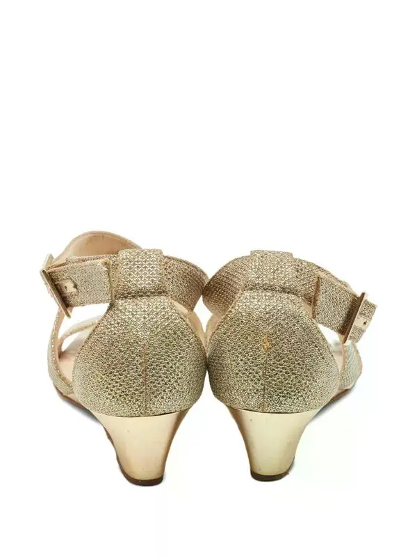 JIMMY CHOO 40mm Glitter Wedge Sandals