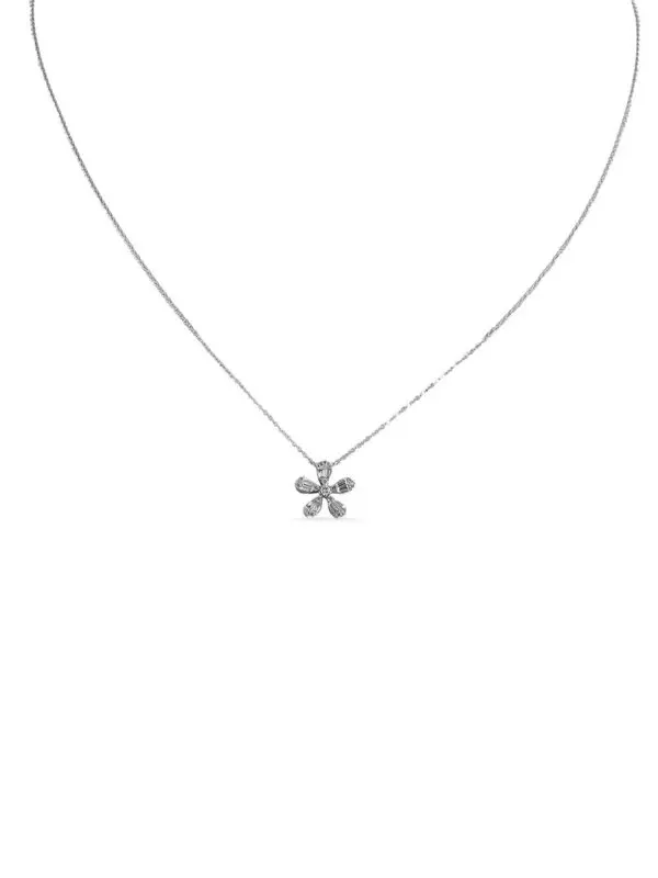 LB EXCLUSIVE 14k White Gold Flower Diamond Necklace - Silver