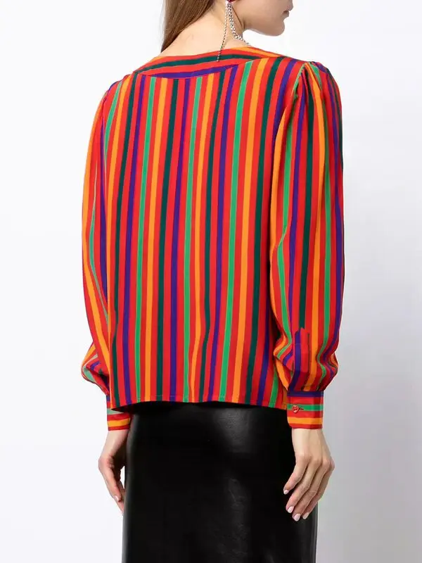 Saint Laurent 1991 Rive Gauche Striped Silk Blouse