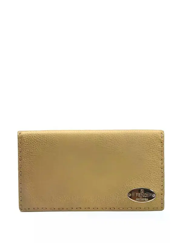 Fendi Selleria Metallic Leather Wallet - Neutrals