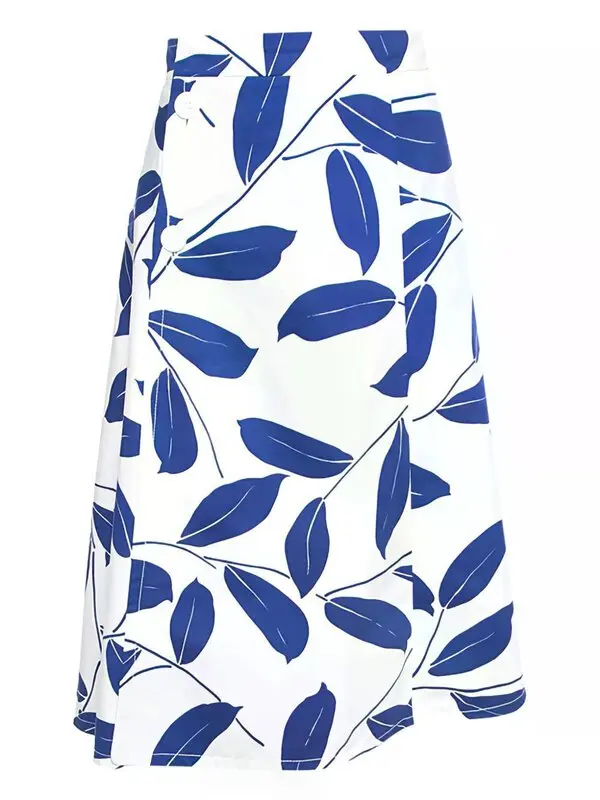 Marni Leaf-print Wrap Midi Skirt - White