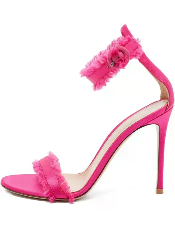 GIANVITO ROSSI 110mm Frayed-edge Heeled Sandals - Pink