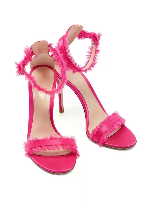 GIANVITO ROSSI 110mm Frayed-edge Heeled Sandals - Pink
