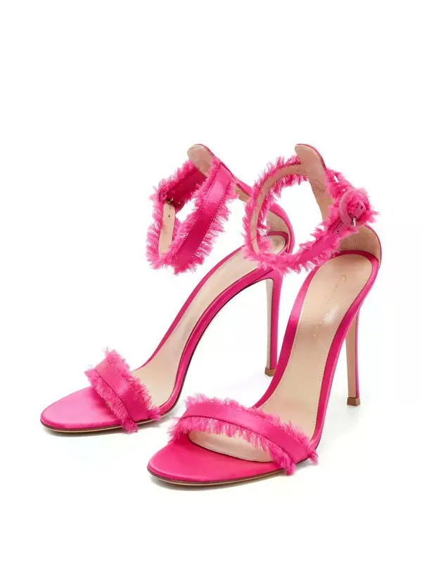 GIANVITO ROSSI 110mm Frayed-edge Heeled Sandals - Pink