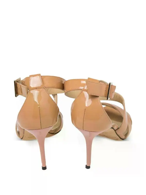 JIMMY CHOO 90mm Patent Leather Crossover-strap Sandals