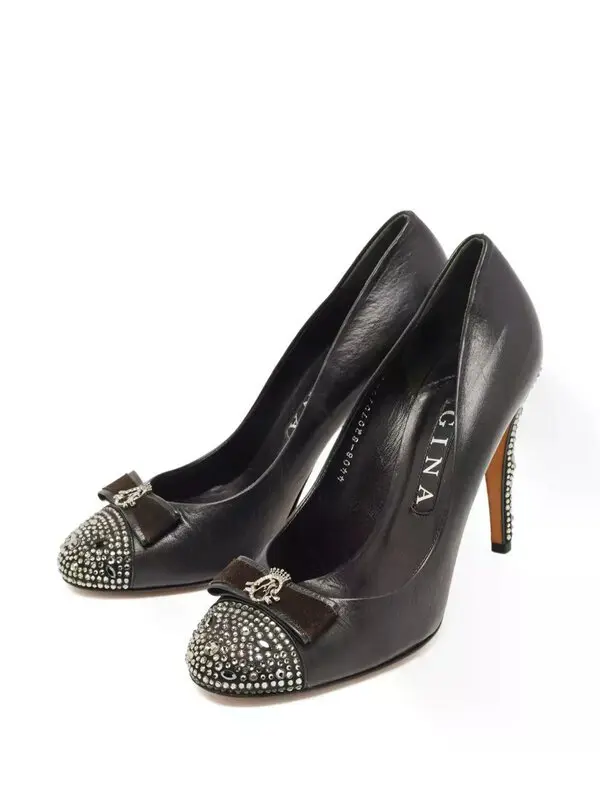 GINA 110mm Crystal-embellished Leather Pumps