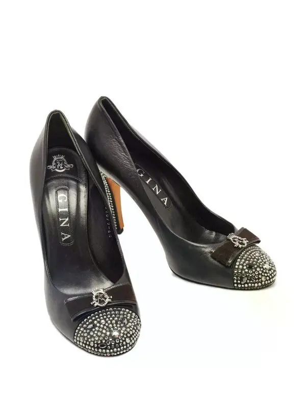 GINA 110mm Crystal-embellished Leather Pumps